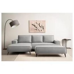 Sitzgruppe Home Affaire "TVINNU, Polsterecke L-Form, Schlaffunktion, mit Hocker", silber (silbergrau), B:275cm H:83cm T:173cm, Sitzm&ouml;bel-Sets, Set, stellbar zum Schlafsofa (Krokodilverbinder)