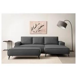 Sitzgruppe Home Affaire "TVINNU, Polsterecke L-Form, Schlaffunktion, mit Hocker", grau (anthrazit), B:275cm H:83cm T:173cm, Sitzm&ouml;bel-Sets, Set, stellbar zum Schlafsofa (Krokodilverbinder)
