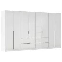 Dreht&uuml;renschrank OTTO HOME "Kleiderschrank Kleiderschr&auml;nke Schrank Garderobe AGORDO mit Glasfront", wei&szlig; (alpinwei&szlig;, glas kristallwei&szlig;), B:360cm H:210cm T:54cm, Holzwerkstoff, Schr&auml;nke, Dreht&uuml;renschrank, mit Au&szlig;enschubk&auml;sten, in 7 Breiten und 2 H&ouml;hen MADE IN GERMANY