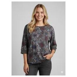 3/4-Arm-Shirt Ragwear "SHIMONA FLOWERS O", Damen, Gr. S, schwarz, Jersey, Obermaterial: 50% Polyester, 38% Baumwolle, 12% Viskose, gebl&uuml;mt, gemustert, bequem h&uuml;ftlang, Rundhals, Shirts 3/4-Arm-Shirt