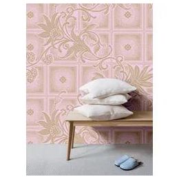 Livingwalls Vliestapete LIVING WALLS "Barock-Tapete Floral Rosa Beige Ornamente vintage", rosa, B:2,7m H:0,02m L:4m, Vlies, Tapeten