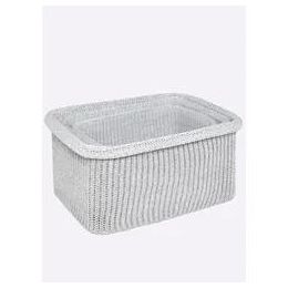 Aufbewahrungsbox Heine HOME, silbergrau, B:32cm H:20cm T:43cm, Kunststoff, Metall, Polyester, Aufbewahrungsboxen, Aufbewahrungsbox