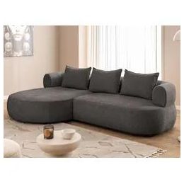 Ecksofa Home Affaire "LUSSAC L-Form Design-Sofa mit Zierkissen, Ma&szlig;e B/T/H: 257/159/78 cm", dunkelgrau, B:257cm H:78cm T:159cm, 100% Polyester, Sofas, Ecksofa, hoher Sitzkomfort und modernes Design, Sofa ohne Bettfunktion