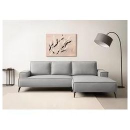 Ecksofa Home Affaire "TVINNU, L-Form, 275cm, in Cord und Leinenoptik", silbergrau, B:275cm H:83cm T:173cm, Sofas, Ecksofa, wahlweise Recamiere rechts/links, schwarze F&uuml;&szlig;e, bequemer Sitzkomfort