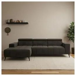 Ecksofa DOMO collection "Trento L-Form, mit Kufenfu&szlig; oder Einzelfu&szlig;", braun (espresso), B:287cm H:79cm T:175cm, 92% Polyester, 8% Nylon, Sofas, Ecksofa, wahlweise mit Kopfteilverstellung, Recamiere links/rechts bestellbar