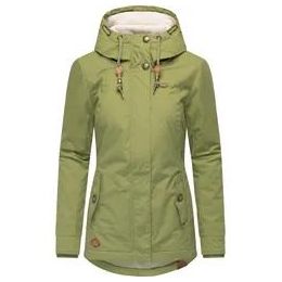 Winterjacke Ragwear "Monade", Damen, Gr. XXL (44), gelb (gelbgr&uuml;n), Obermaterial: 65% Polyester, 35% Baumwolle. Futter: 100% Polyester. Wattierung: 100% Polyester, figurbetont Po-bedeckend, verstellbar Rippstrickb&uuml;ndchen mit Druckknopf, Jacken Winterjacke, Damen Winterparka mit Kapuze und m. Fleece gef&uuml;ttert