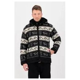 Strickfleecejacke DEPROC ACTIVE "LHOTSE MEN", Herren, Gr. S (48), grau, Obermaterial: 100% Wolle; Futter: 100% Polyester, gerader Abschluss, Jacken, mit Kapuze und weichem Fleece gef&uuml;ttert