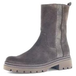 Stiefelette Gabor "FLORENZ", Damen, Gr. 40, taupe, Glattleder, Veloursleder, metallic, unifarben, Schuhe Stiefelette, Blockabsatz, RV-Boots, in Bequemweite G (= weit)