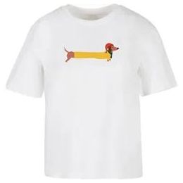 T-Shirt Merchcode "Merchcode Ladies Christmas Dog Tee", Damen, Gr. L, wei&szlig;, 100% Baumwolle, bedruckt, oversize, Rundhals, Shirts T-Shirt