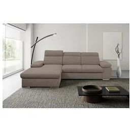 Ecksofa WERK2 "Palma modernes Schlafsofa mit Bettkasten, L-Form, B/T 282/185 cm", beige, B:282cm H:88cm T:185cm, 92% Polyester, 8% Nylon, Sofas, Ecksofa, Kopfteile verstellbar, komfortable Wellenunterfederung, L-Form