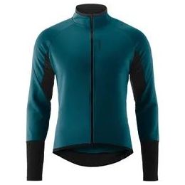 Fahrradjacke Gonso "ROAD JACKET SOFTSHELL 2 M", Herren, Gr. M, fossil blau, 80% Polyester, 15% Polyamid, 5% Elasthan, Rundhals, Jacken Fahrradjacke, Herren Softshell-Jacke, atmungsaktive Radjacke, Tight Fit