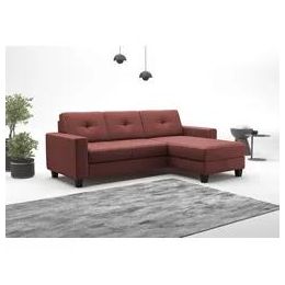 Ecksofa Home Affaire "Varese", merlot, B:239cm H:91cm T:164cm, Sofas, Ecksofa, wahlweise mit Bettfunktion und Bettkasten