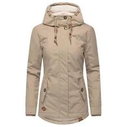 Winterjacke Ragwear "Monade", Damen, Gr. XXXL(46), beige (helltaupe), Obermaterial: 65% Polyester, 35% Baumwolle. Futter: 100% Polyester. Wattierung: 100% Polyester, figurbetont Po-bedeckend, verstellbar Rippstrickb&uuml;ndchen mit Druckknopf, Jacken Winterjacke, Damen Winterparka mit Kapuze und m. Fleece gef&uuml;ttert