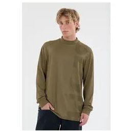 Langarmshirt SLOPE "Riggs", Herren, Gr. L, gr&uuml;n, olivgr&uuml;n, 90% Polyester, 10% Elasthan, unifarben, normal, hoch geschlossener Ausschnitt, Shirts Langarmshirt, mit atmungsaktiver Eigenschaft