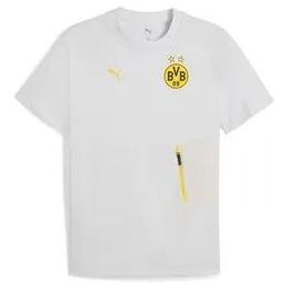 T-Shirt Puma "Borussia Dortmund PumaTECH T-Shirt mit Tasche Herren", Herren, Gr. S, silber mist faster gelb gray, Obermaterial: 35% Baumwolle, 65% Polyester. Rippe: 70% Baumwolle, 30% Polyester. Aufgesetzte Tasche: 50% Elastomultiester, 50% Polyester, clean, regular fit, Rundhals, Shirts T-Shirt