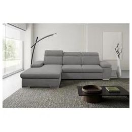 Ecksofa WERK2 "Palma modernes Schlafsofa mit Bettkasten, L-Form, B/T 282/185 cm", hellgrau, B:282cm H:88cm T:185cm, 92% Polyester, 8% Nylon, Sofas, Ecksofa, Kopfteile verstellbar, komfortable Wellenunterfederung, L-Form