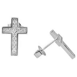 Paar Ohrstecker Firetti "Schmuck Geschenk Silber 925 Ohrschmuck Ohrringe Kreuz", silberfarben, kristallwei&szlig;, kristallwei&szlig;, Ohrringe, Damen, Silber 925 (Sterlingsilber), mit Zirkonia (synth.)