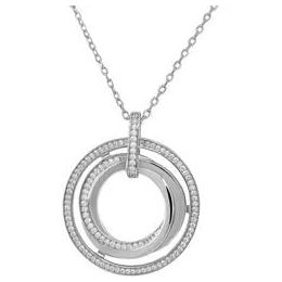 Kette mit Anh&auml;nger Firetti "Schmuck Geschenk Silber 925 Halsschmuck Ankerkette Kreis mehrreihig", silberfarben, kristallwei&szlig;, Halsketten, Damen, Silber 925 (Sterlingsilber), L: 45 B: 1,2mm, mit Zirkonia (synth.), B:1,2mm