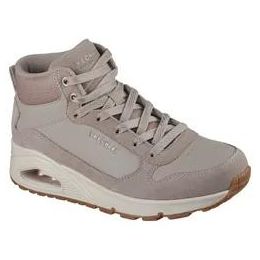 Keilsneaker Skechers "UNO-STACRE SHINE", Damen, Gr. 41, taupe, Lederimitat, Textil, Veloursleder, Schuhe, High Top Sneaker, Schn&uuml;rboots mit Luftkammern Sohle