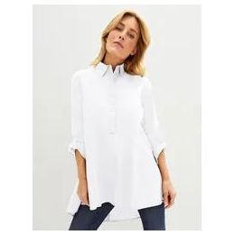 Longbluse Inspirationen, Damen, Gr. 54, wei&szlig;, 97% Baumwolle, 3% Elasthan, unifarben, Blusen Longbluse