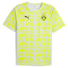 Trainingsshirt Puma "Borussia Dortmund Aufw&auml;rmtrikot Herren", Herren, Gr. L, silber mist gelb alert gray, Obermaterial: 100% Polyester, bedruckt, slim fit, Rundhals, Shirts