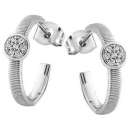 Paar Creolen Firetti "Schmuck Geschenk Silber 925 Ohrschmuck Ohrringe Kreis Solit&auml;roptik", silberfarben, kristallwei&szlig;, kristallwei&szlig;, Ohrringe, Damen, 20mm, Silber 925 (Sterlingsilber), mit Zirkonia (synth.)