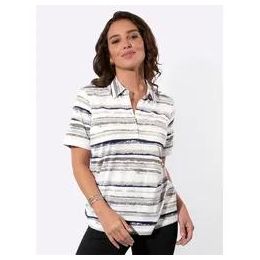Poloshirt Casual Looks "Poloshirt", Damen, Gr. 52, anthrazit, wei&szlig;, geringelt, 50% Baumwolle, 50% Modal, bedruckt, gemustert, gestreift, mehrfarbig, Shirts