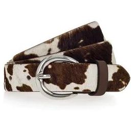 Lederg&uuml;rtel Tamaris "Elsa Silver", Damen, Gr. 105, schwarz braun, wei&szlig;, Rindsleder, G&uuml;rtel Lederg&uuml;rtel, Fell-Optik