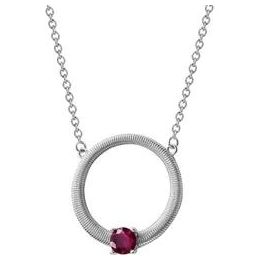 Kette mit Anh&auml;nger Firetti "Schmuck Geschenk Silber 925 Halsschmuck Halskette Ankerkette Kreis", silberfarben, rot, Halsketten, Damen, Silber 925 (Sterlingsilber), L: 45 B: 1,2mm, mit Zirkonia (synth.), B:1,2mm
