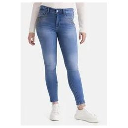 5-Pocket-Jeans STOOKER WOMEN "Rio Colour Skinny Fit Jeans", Damen, Gr. 38, L&auml;nge 28, blau (blau denim used), Denim/Jeans, 82% Baumwolle, 17% Polyester, 1% Elasthan, skinny fit lang, Jeans 5-Pocket-Jeans, Skinny Fit Casual Clean Wash Denim Jeans Magic Shape Effekt f&uuml;r Damen