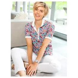 Poloshirt Classic Basics "Poloshirt", Damen, Gr. 40, aquamarin, apricot, bedruckt, 100% Baumwolle, gebl&uuml;mt, gemustert, mehrfarbig, Shirts