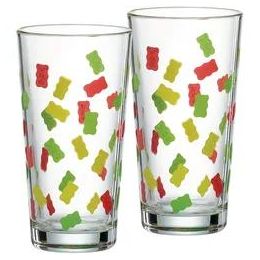 Ritzenhoff & Breker Gl&auml;ser-Set RITZENHOFF & BREKER "HARIBO Allover, 380 ml", bunt, B:8cm H:14,5cm &Oslash;:8cm, Glas, Trinkgef&auml;&szlig;e, sp&uuml;lmaschinengeeignet