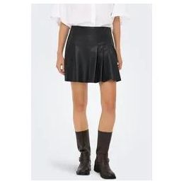 Lederimitatrock Only "ONLARTZY LIFE HW FAUX LEA PLE SKIRT PNT", Damen, Gr. XS (34), schwarz, Web, Obermaterial: 100% Polyester, unifarben, kurz, R&ouml;cke