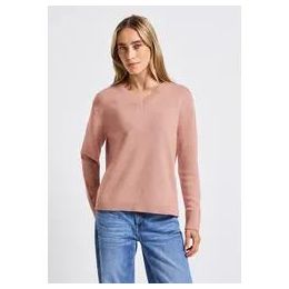 Strickpullover Street One, Damen, Gr. 36, faded rose, Grobstrick, 60% Baumwolle, 40% Polyacryl, unifarben, normal normal, V-Ausschnitt, B&uuml;ndchen, Pullover Strickpullover, im soften Baumwoll-Mix