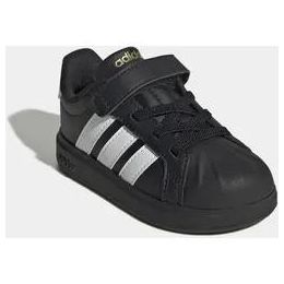 Sneaker Adidas SPORTSWEAR "STREETTALK", M&auml;dchen, Gr. 26, core schwarz, ftwr wei&szlig;, gold metallic, Synthetik, Schuhe Sneaker, inspiriert vom Design des Adidas superstar, f&uuml;r Kinder