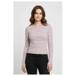 Langarmshirt Only "ONLBIRGITTE L/S O-NECK TOP JRS", Damen, Gr. L, keepsake lila stripes:cloud dancer, Jersey, Obermaterial: 69% Viskose, 30% Polyester, 1% Elasthan, gestreift, regular fit, Rundhals, Shirts Langarmshirt