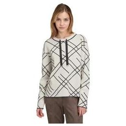 Strickpullover Betty Barclay "Damen mit Jacquard", Damen, Gr. 42, grau (patch beige, grau), Strick, Obermaterial: 50% Viskose, 27% Polyamid, 23% Polyester, gerade normal, Rundhals, Pullover Strickpullover