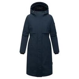 Wintermantel Navahoo "Eismelodie 14", Damen, Gr. XXL (44), blau (navy), Obermaterial: 100% Polyester; Innenfutter: 100% Polyester; Wattierung: 100% Polyester; &Auml;rmelfutter: 100% Polyester, figurumspielend ca. Mitte Knie, hoch geschlossener Ausschnitt, &Auml;rmel ohne &Auml;rmelschlitz Rippb&uuml;ndchen, M&auml;ntel Wintermantel, Winter Parka mit Kapuze