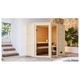 Sauna Karibu "Josie" mit bronzierter T&uuml;r, naturbelassen", beige (naturbelassen), ohne Ofen, ohne Steuerung, (ohne Ofen), Saunen, aus hochwertiger nordischer Fichte