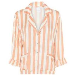 Pyjama CCDK COPENHAGEN "CCDK Copenhagen sleep shirt Saga", Damen, Gr. L, coral sands stripe, Obermaterial: 95% Viskose, 5% Elasthan, Homewear-Sets Pyjama