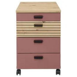Rollcontainer Innostyle "Rollcontainer Glenn, 45 x 66 x 55 cm (B/H/T)", rusty rot, artisan, B:45cm H:66cm T:55cm, Holzwerkstoff, Kunststoff, MDF, Rollwagen, Rollcontainer, inkl. Filzeinlage, 4 Rollen(2 mit Bremsen) oder Sockel, SK Soft-Close
