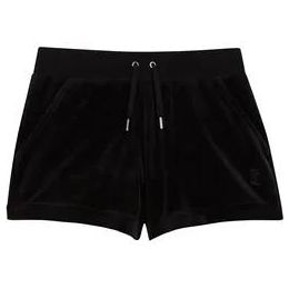 Shorts Juicy Couture "EVE CLASSIC VELOUR SHORT WITH BACK POCKET Damen", Damen, Gr. L, EURO-Gr&ouml;&szlig;en, schwarz, Samt, 95% Polyester, 5% Elasthan, Hosen Shorts, Trainingshose Damen, Sweatshorts, Velour, kurze Hose mit Glitzer, Sale