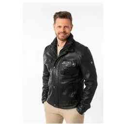Lederjacke Mauritius "MMGarreck", Herren, Gr. XL, schwarz, Obermaterial: 100% Schafsleder. Besatz: 100% Polyester. Futter: 100% Baumwolle. &Auml;rmelfutter: 100% Polyester, unifarben, regular fit normal, mit Druckknopf, Jacken, mit Stehkragen