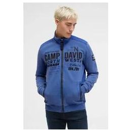 Sweatjacke CAMP DAVID, Herren, Gr. 3XL, flight blau, Material: 50% Baumwolle, 50% Polyester, bedruckt, bestickt, relaxed fit normal, hoch geschlossener Ausschnitt, eingesetzt Rippb&uuml;ndchen, Sweatjacken Sweatjacke, mit Rei&szlig;verschlusstaschen