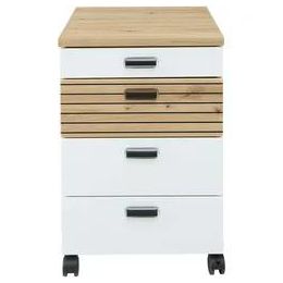 Rollcontainer Innostyle "Rollcontainer Glenn, 45 x 66 x 55 cm (B/H/T)", wei&szlig;, artisan, B:45cm H:66cm T:55cm, Holzwerkstoff, Kunststoff, MDF, Rollwagen, Rollcontainer, inkl. Filzeinlage, 4 Rollen(2 mit Bremsen) oder Sockel, SK Soft-Close