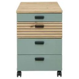 Rollcontainer Innostyle "Rollcontainer Glenn, 45 x 66 x 55 cm (B/H/T)", schlifgr&uuml;n, artisan, B:45cm H:66cm T:55cm, Holzwerkstoff, Kunststoff, MDF, Rollwagen, Rollcontainer, inkl. Filzeinlage, 4 Rollen(2 mit Bremsen) oder Sockel, SK Soft-Close