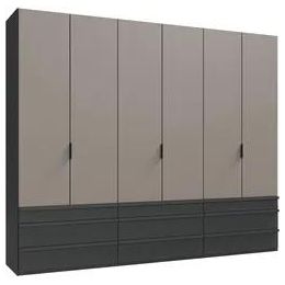 Faltt&uuml;renschrank wimex "Oxford by fresh to go, in der Breite 300cm, in 2 H&ouml;hen erh&auml;ltlich", grau (grafit, saharagrau), Schr&auml;nke, Grafit, B/H/T: 300cm x 236cm x 58cm, Schubladen: 9 Stk. T&uuml;ren: 6 Stk. ohne Spiegel, Holzwerkstoff, mit hochwertigen Faltt&uuml;ren f&uuml;r den perfekten &Uuml;berblick, B:300cm H:236cm T:58cm