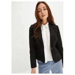 Kurzblazer bonprix "Kurzblazer", Damen, Gr. 48, schwarz, Obermaterial: 95% Polyester, 5% Elasthan. Futter: 100% Polyester, festlich, slim fit, Blazer Kurzblazer, eleganter Stil, Slim Fit, aus Polyester und Elasthan