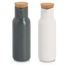 Menage-Set zeller PRESENT "Essig-/&Ouml;lflasche, 2-tlg.", anthrazit, H:19,5cm &Oslash;:6cm, Menage-Sets, pr&auml;ziser Ausguss, Korkverschluss, 300 ml