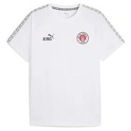 T-Shirt Puma "FC St. Pauli KING T-Shirt Herren", Herren, Gr. S, wei&szlig; espresso braun, Obermaterial: 100% Baumwolle. Rippe: 97% Baumwolle, 3% Elasthan. Besatz: 100% Polyester, clean, regular fit, Rundhals, Shirts T-Shirt